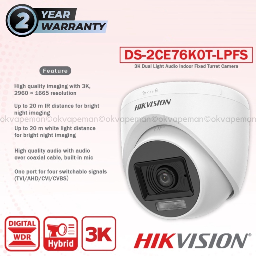 HIKVISION DS-2CE76K0T-LPFS 3K BUILT-IN MIC Indoor CCTV | Shopee Philippines