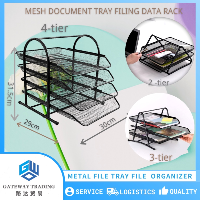 Metal File Sliding Tray File Holder Organizer Office Supplies Multi ...