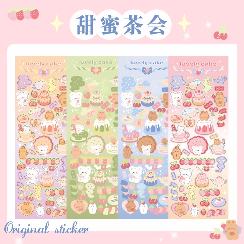 Cartoon Cute Bunny Sweet Tea Party Series Goo Card Sticker Tea Party ...