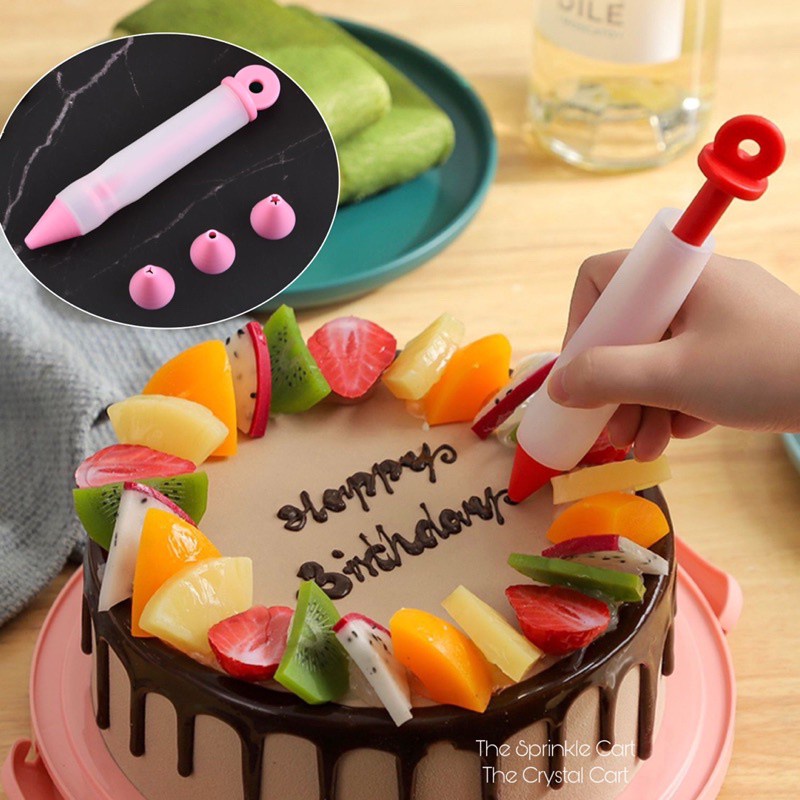 Icing Nozzle Writing Pen Silicone Pen with 4 Nozzle Tips Decorating ...