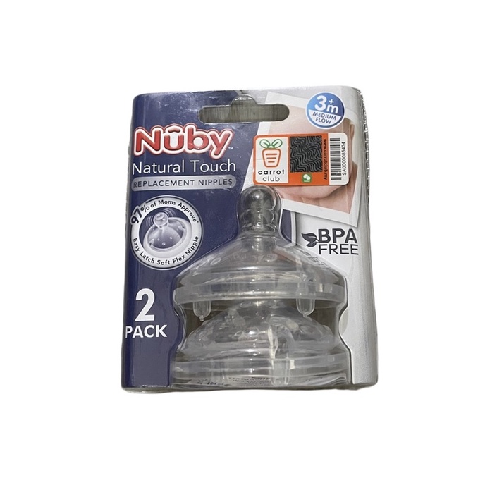 Nuby Natural Touch Bottle Silicone Replacement Nipples (2pcs) (Slow ...