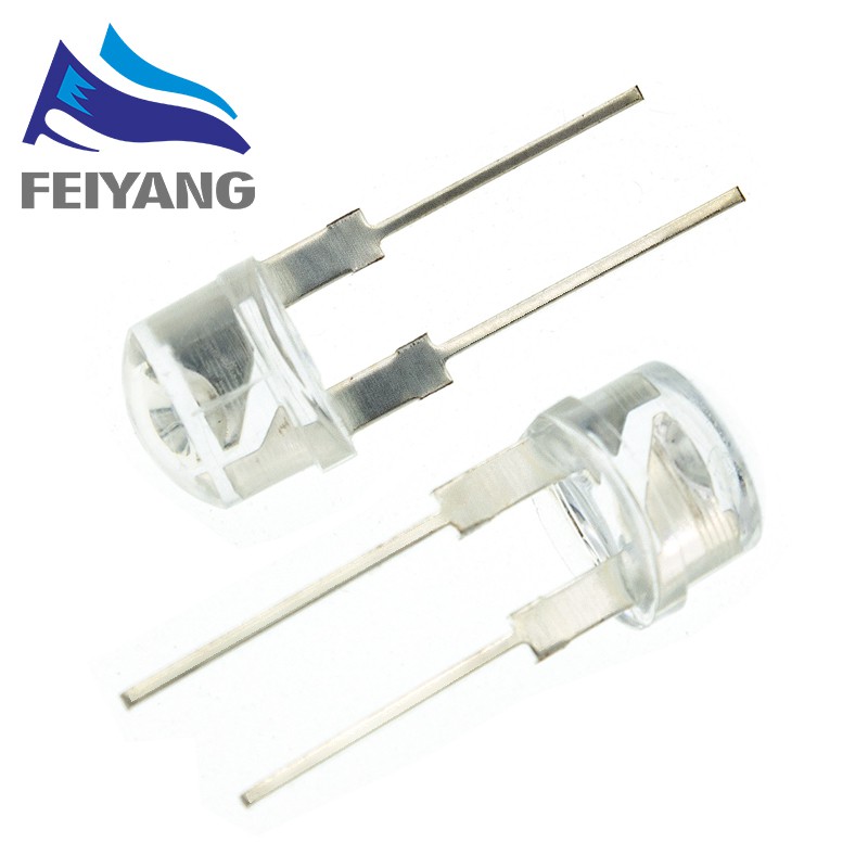 (10PCS) F8 8mm Straw Hat LED Emitting Diode Micro Indicator White Red ...