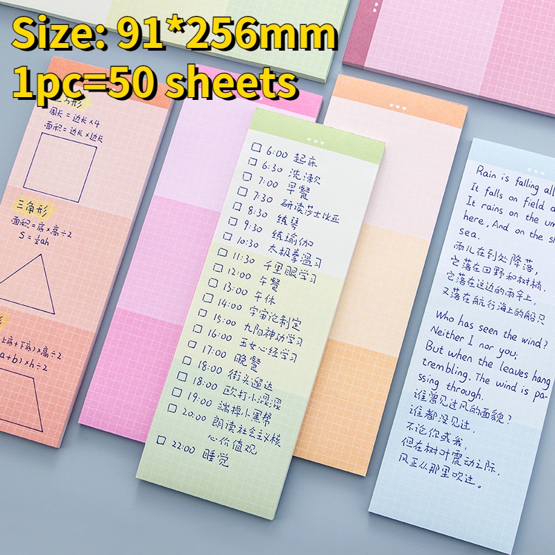50 Sheets/pc Extra Long Notepad Tearable Sticky Notes Student Message ...