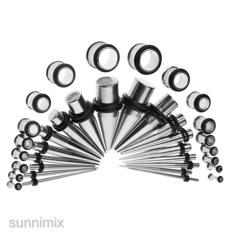 36pcs Gauges Ear Stretcher Tapers Tunnels 14G-00G Stretching Set ...