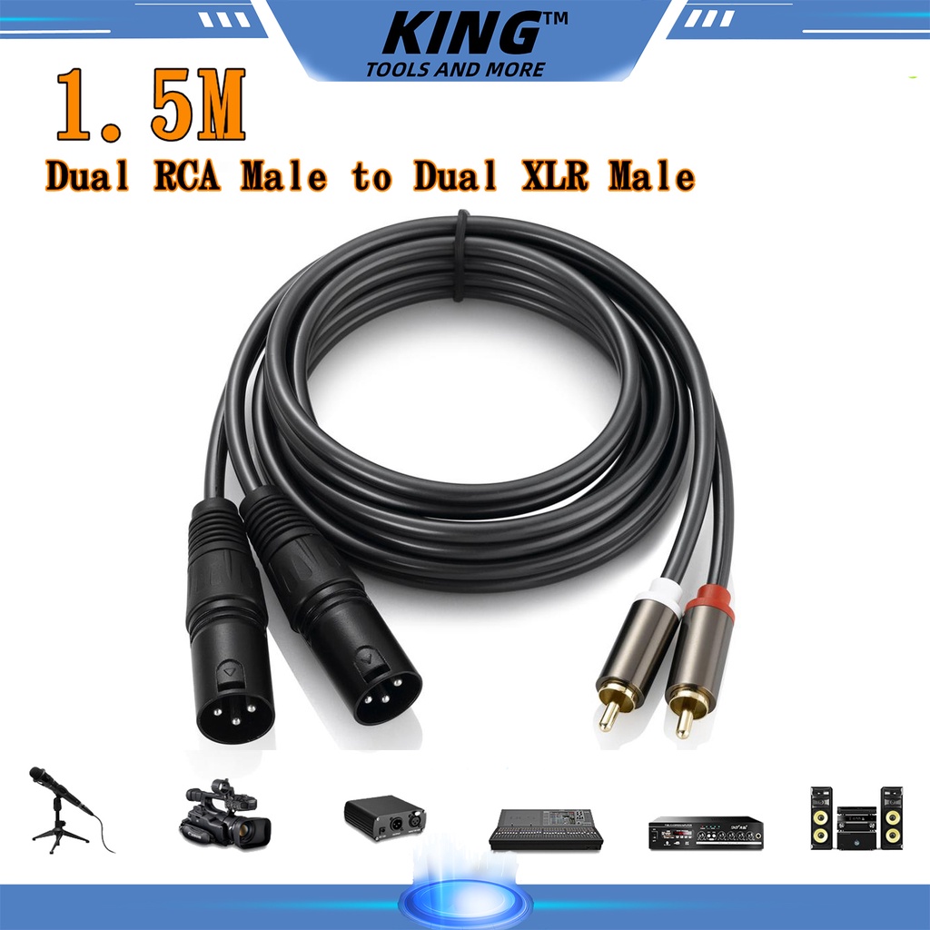 1.5M Dual RCA Male To Dual XLR Male Cable 2 XLR To 2 RCA Hifi Stereo ...