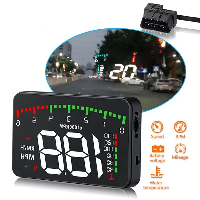 HUD Head-up Display EOBD OBD2 Meter Gauge Car Speedometer Speed ...
