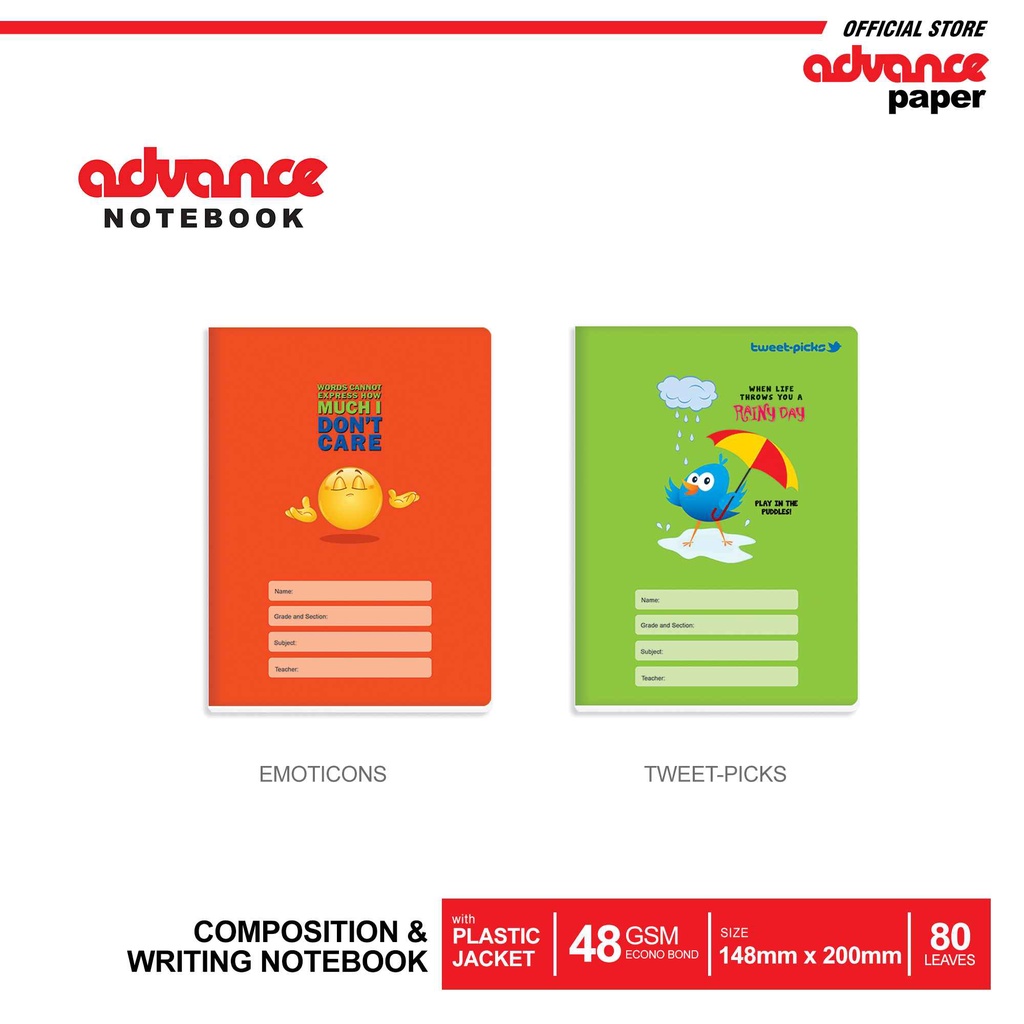 Advance Writing Notebook 80leaves (Generic Design) Assorted - with ...