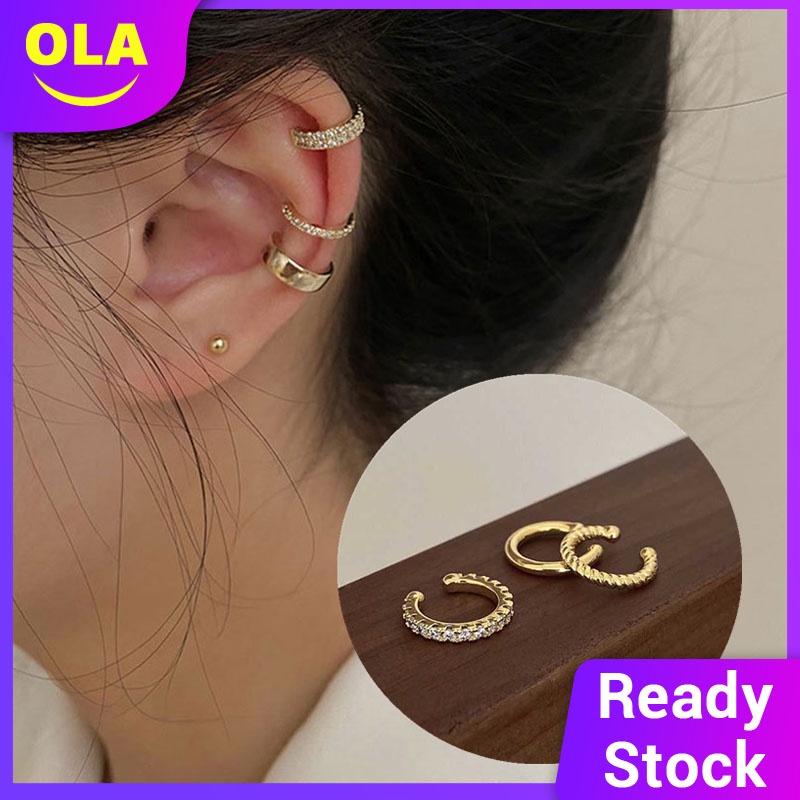 OLA 3pcs/Set Asymmetric Ear Clip Simple Earrings No Pierce Cartilage ...