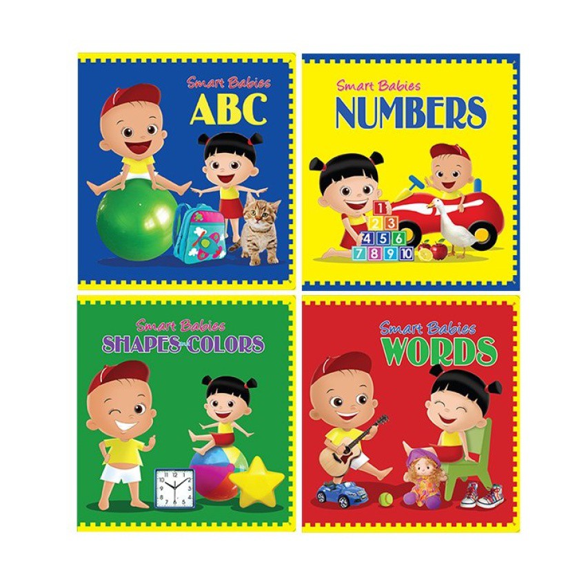 WS Smart Babies Board Book Set of 4 (ABC,NUMBERS,WORDS & SHAPES AND ...