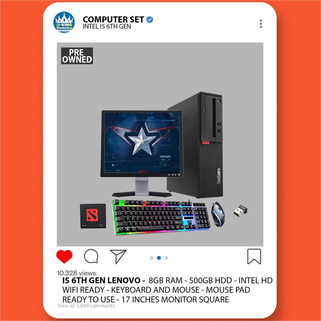 I5 6TH GEN COMP. SET / LENOVO / 8GB RAM / 500GB HDD / READY TO USE ...