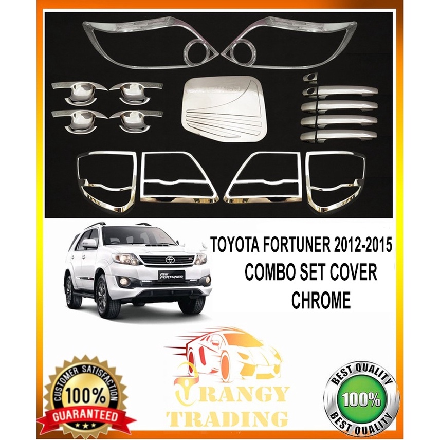Toyota Fortuner 2012 to 2015 Garnish Combo Set Cover Chrome V1Thailand ...