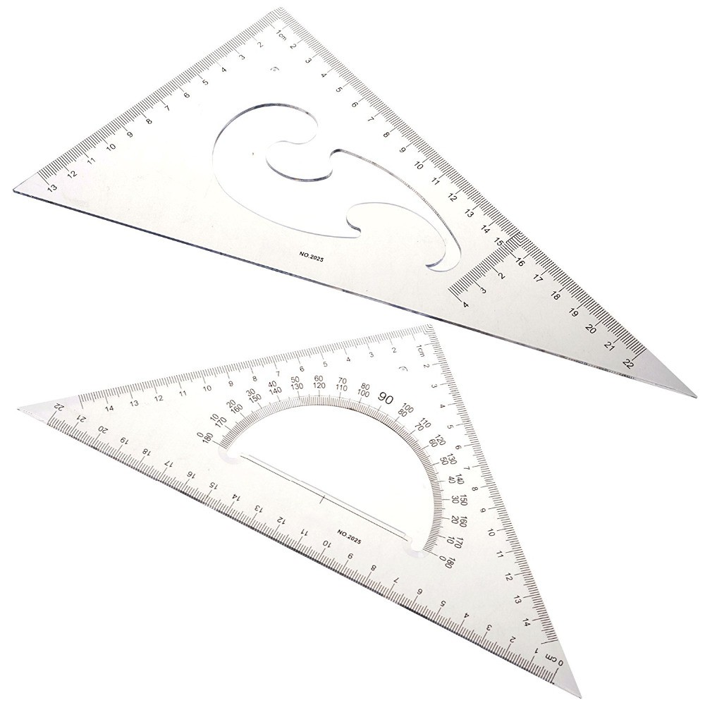 Set of 2pcs 30/60, 45 Degree Triangle Protractor Ruler Drawing Tool ...