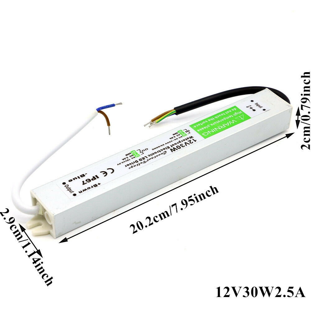 Waterproof IP67 Power Supply AC90-250V to DC12V 10-50W LED Driver ...