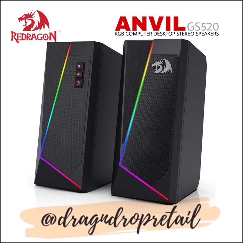 Redragon ANVIL GS520 RGB Desktop Gaming and Music Speakers, 2.0 Channel ...