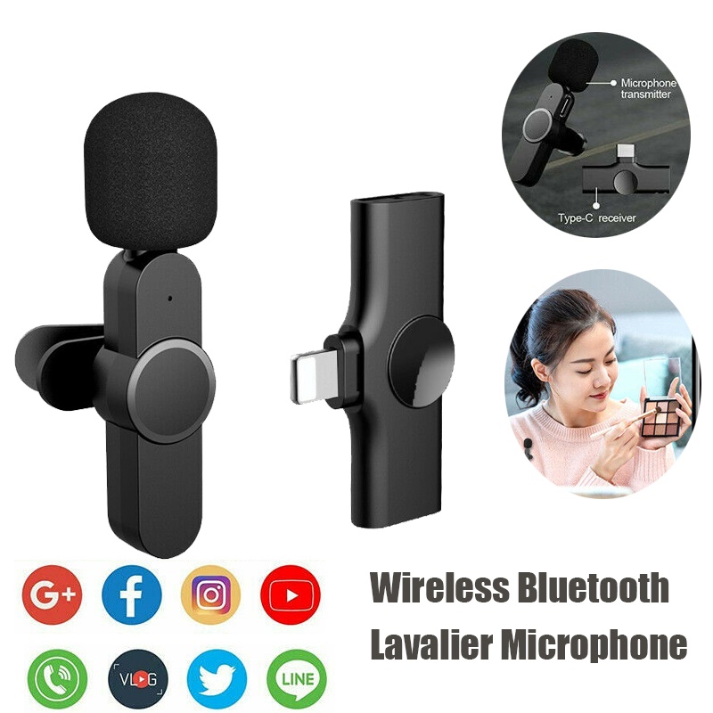 Wireless Bluetooth Lavalier Microphone Portable Mini Type-C Plug-Play ...