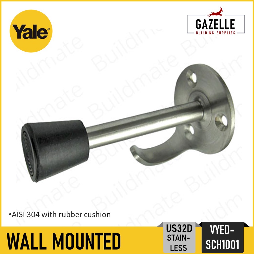 Yale Essential Wall Mount Door Stopper w/ Coat Hook VYED-SCH1001-US32D ...