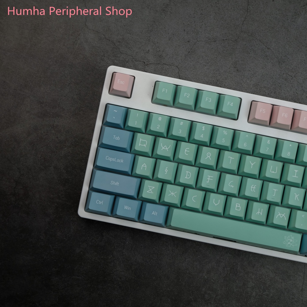 Humha Lotus keycap 140 keys PBT material Dye-Sublimation Cherry profile Mechanical Keyboard ...