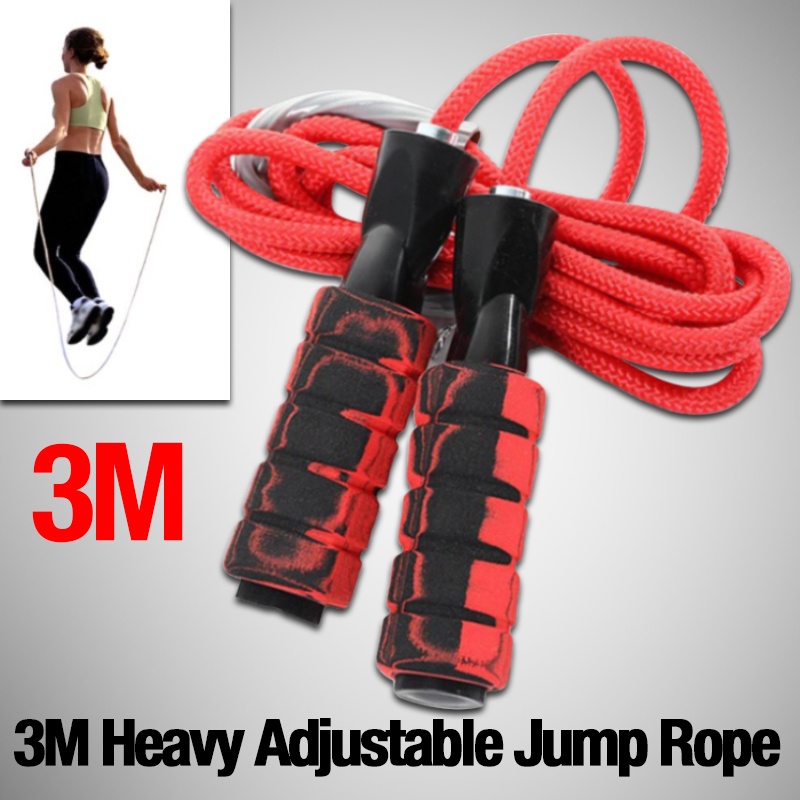 3M Heavy Weighted Skipping Jump Rope Ball-Bearing Cable Foam Handle for ...
