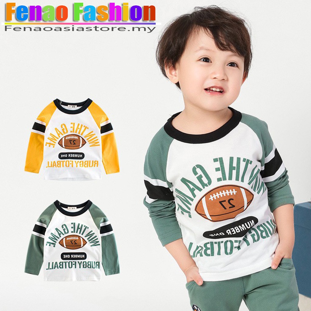 Heavy Cotton Rugby Kids Raglan Long Sleeved T-shirt Child Top Girl Boys ...