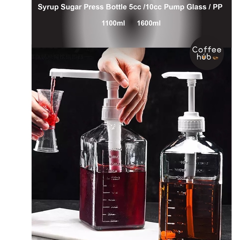 Sugar Press Bottle 5cc 10cc 15cc Hand Pump Liquid Oil Dispenser Milk Tea Shop Coffee Glass PP ...