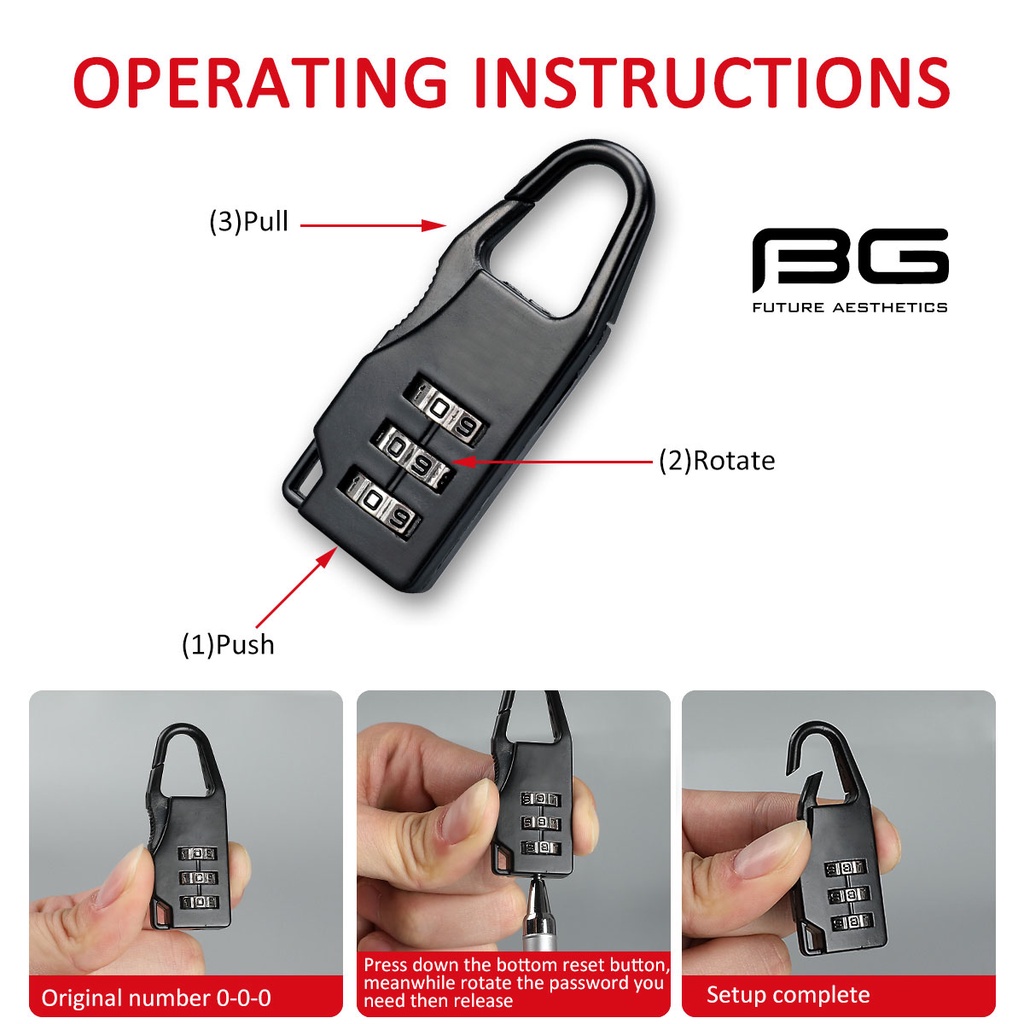 Anti Theft Dial Combination Lock System for Backpack bag | Shopee ...