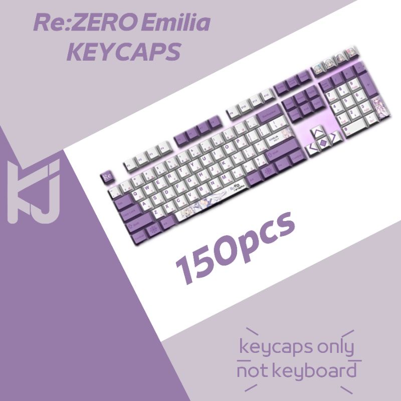 150pcs Re:ZERO Emilia PBT Keycaps Cherry Profile for mechanical ...