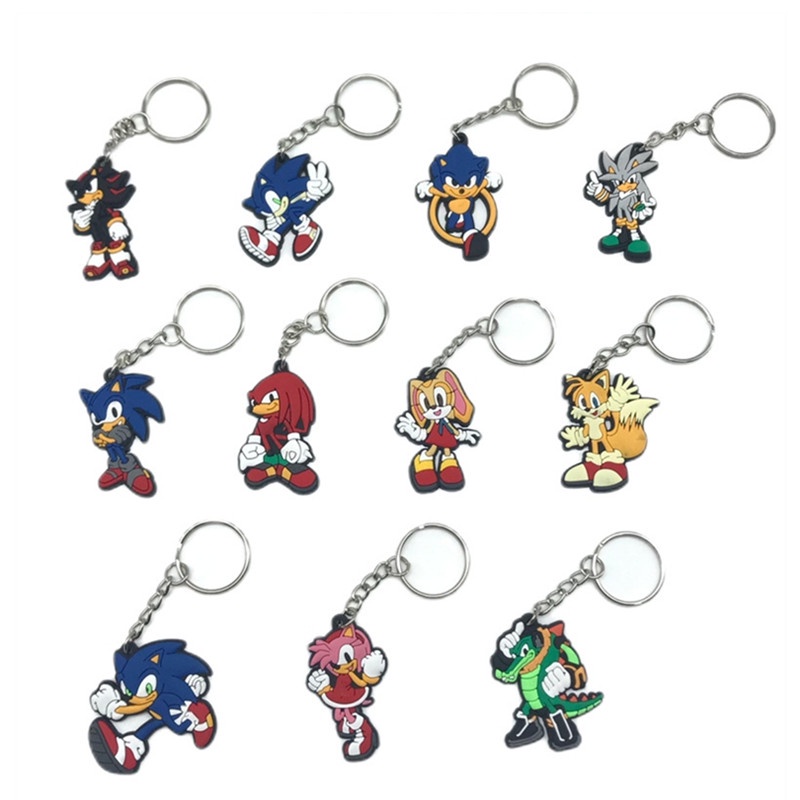 Cartoon Sonic The Hedgehog Doll Keychain Soft PVC Amy Knuckles Sonic ...
