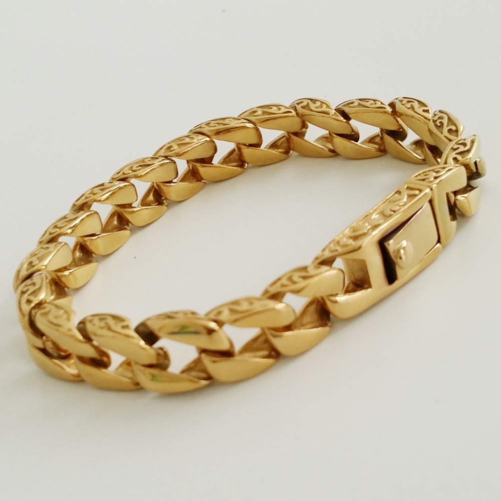 Gold Plated 316L Stainless Steel Hip hop Mens Curb Cuban Chain ...
