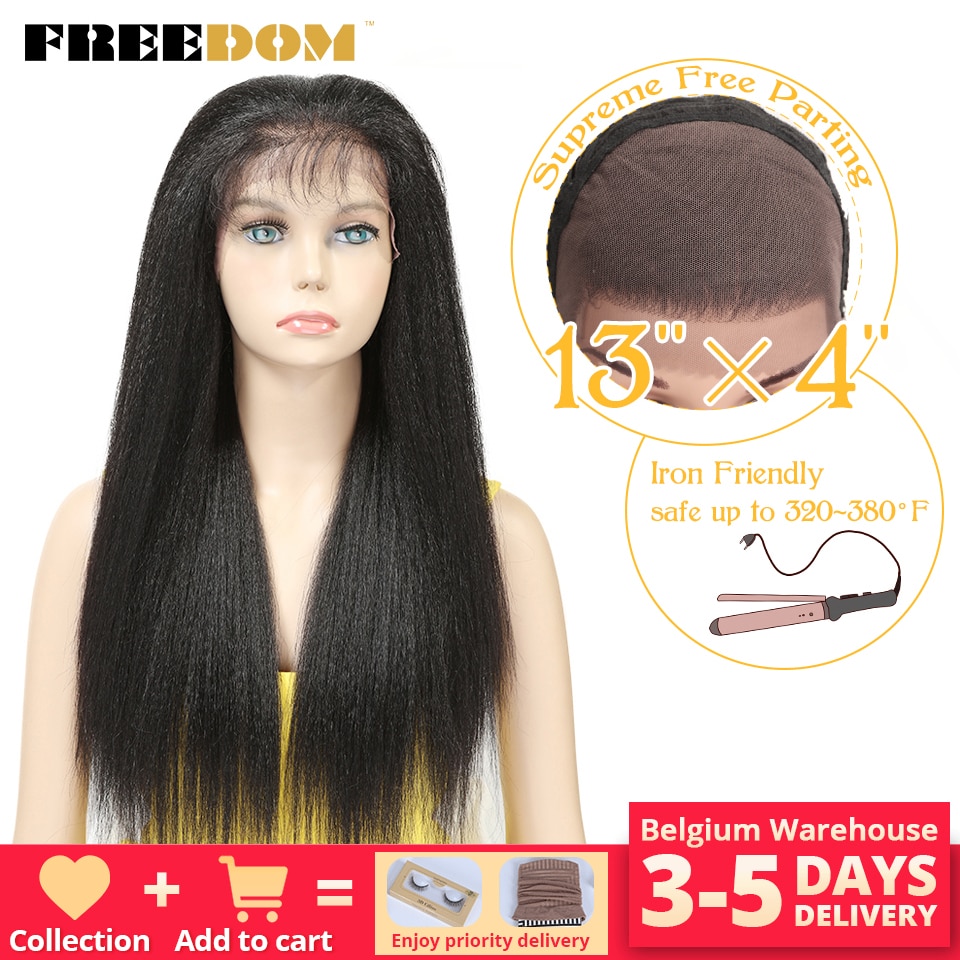Freedom Synthetic Lace Front Wigs 13x4 For Black Women Yaki Straight ...