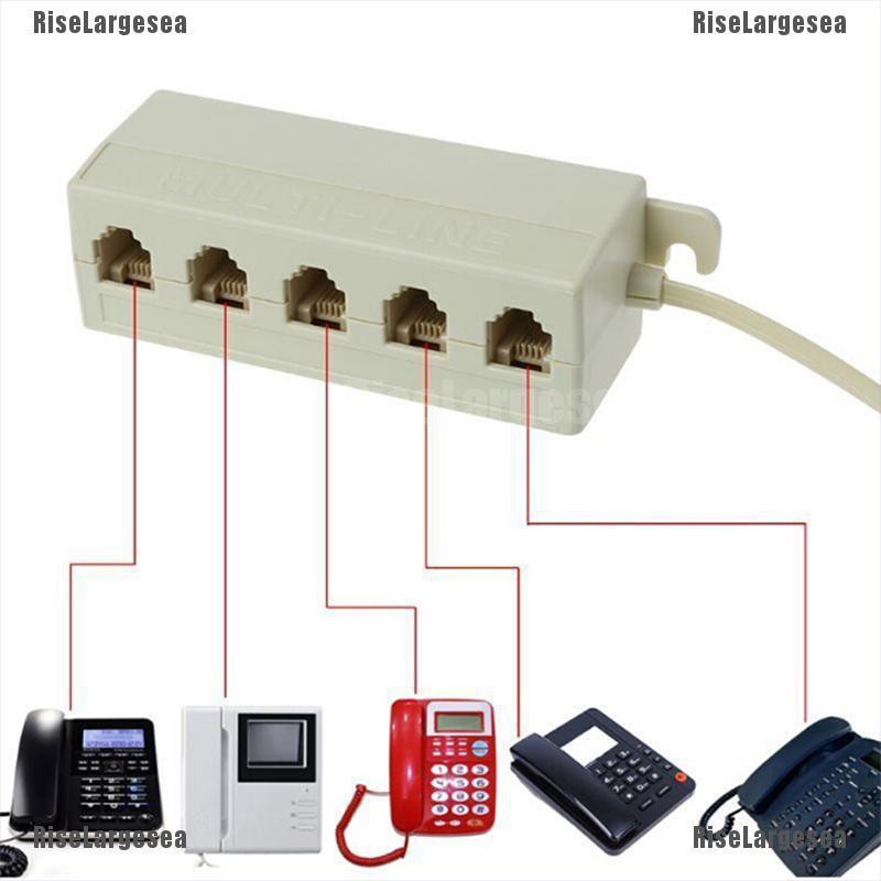 RiseLargesea RJ11 jack 5 way outlet telephone modular line splitter ...