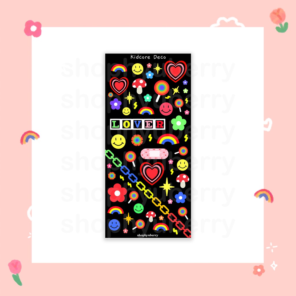 Aesthetic Kidcore Themed Glittered Sticker Sheet for polcos and ...