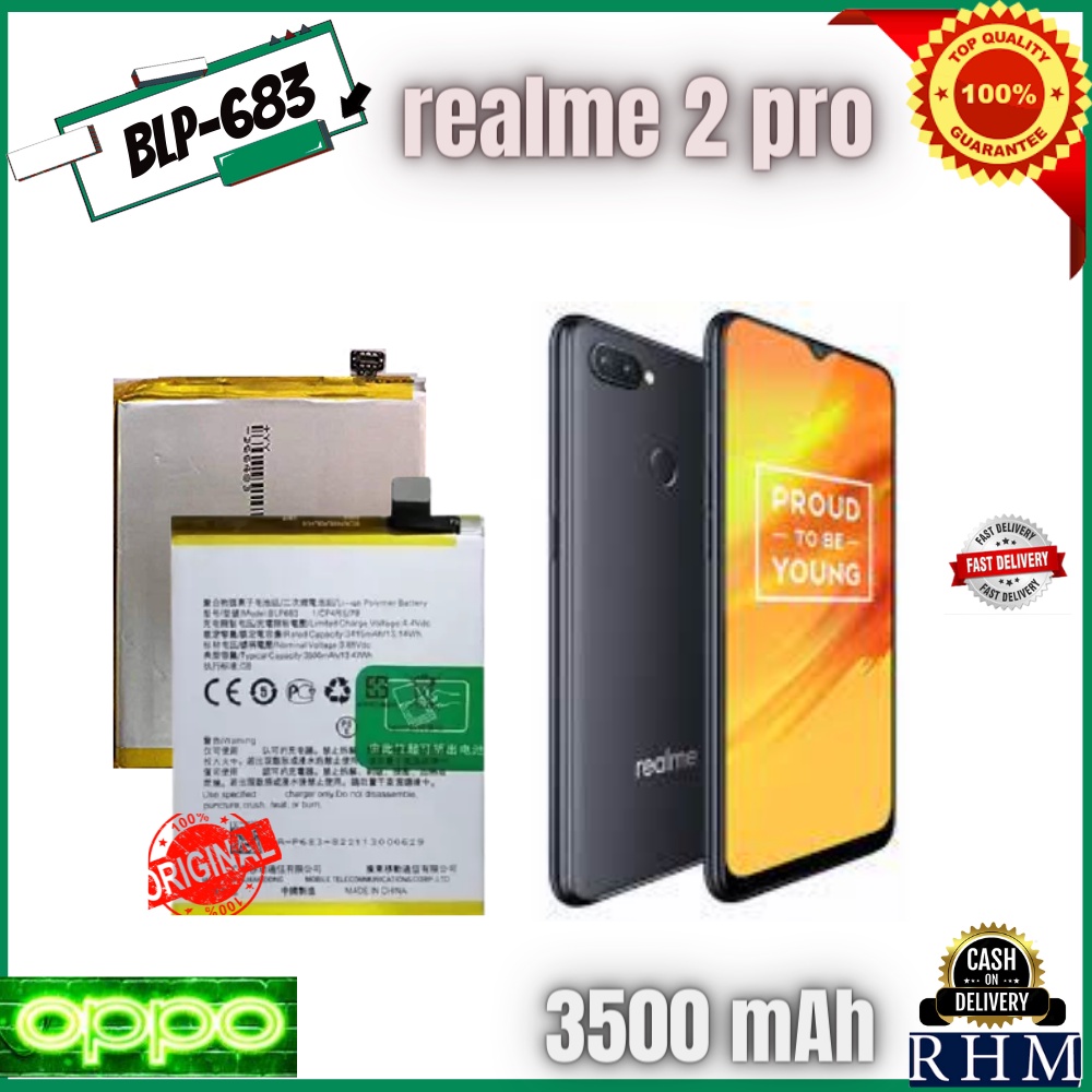 REALME 2 PRO Battery, Model BLP683(3500mAh), Original High Quality Li ...