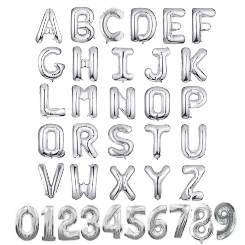 Silver Foil Letter Balloon 16 Inches Foil Number Balloons Silver Plain ...