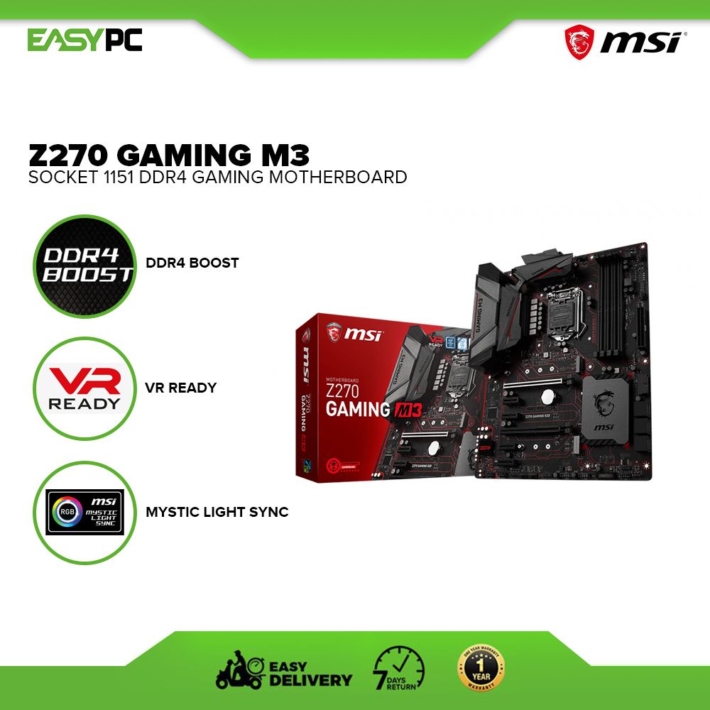 Msi Z270 Gaming M3 Socket 1151 Ddr4, Mystic Light sync, VR Ready and VR ...