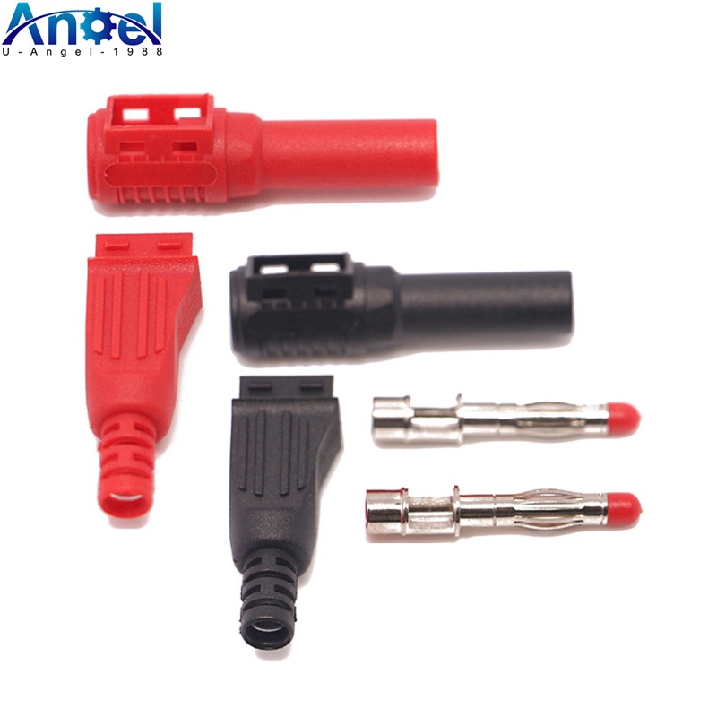 2pcs 4mm Male Right Angle Insulation Wire Solder Type DIY Banana Plug ...