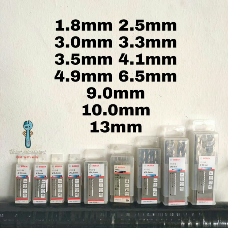 BOSCH Drill Bit Besi / Metal Steel Wood 1.8mm-13mm 铁电砖工具 HDS-G Twist ...