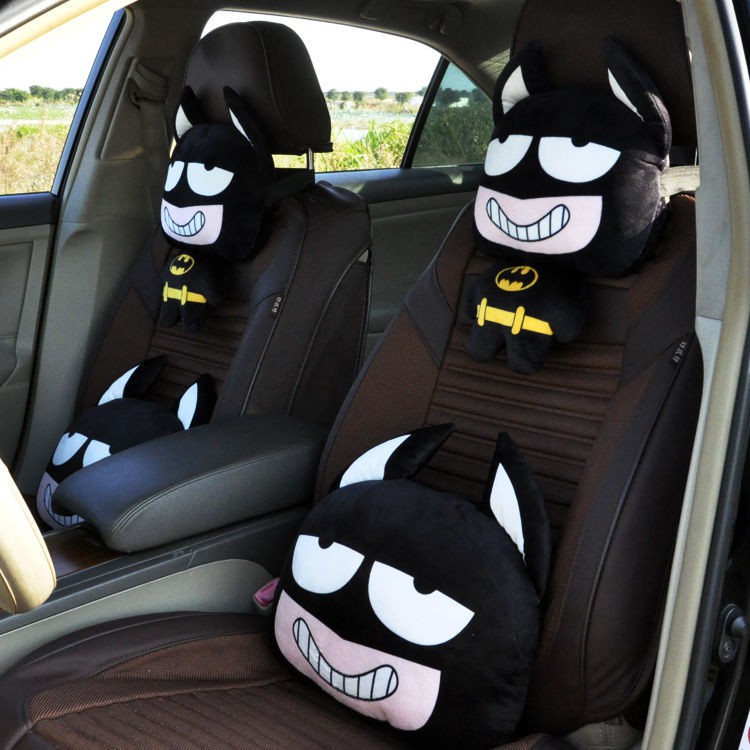 Car Headrest Cartoon Batman Neck Pillow Car Plush Marvel Seat Pillow ...