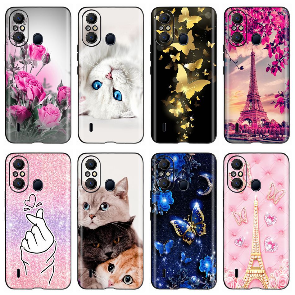 ITEL A58 A58 pro A49 Case Silicone TPU Soft Cover Cute Cat Butterfly ...