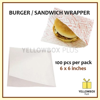 100pcs 6x6 L-Shaped Burger 8x4 hotdog wrapper Sandwich siopao donut ...