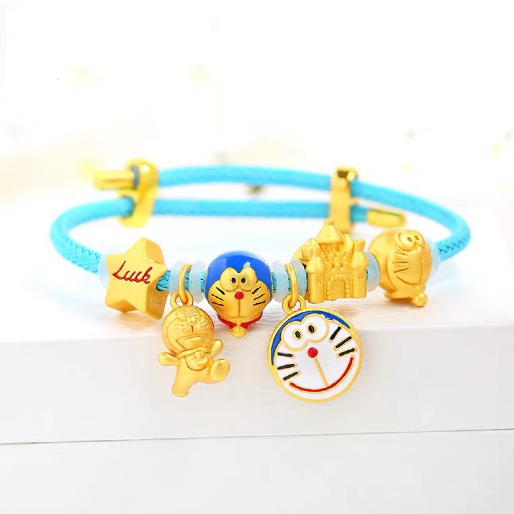 Rope bracelet with charms blue color rope bracelet with doraemon charms ...