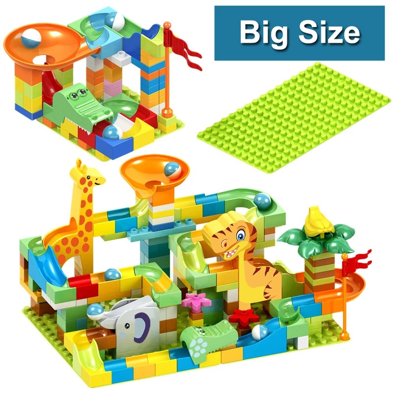 90-200Pcs DIY DUPLO Animal Marble Race Run Maze Balls Building Blocks ...
