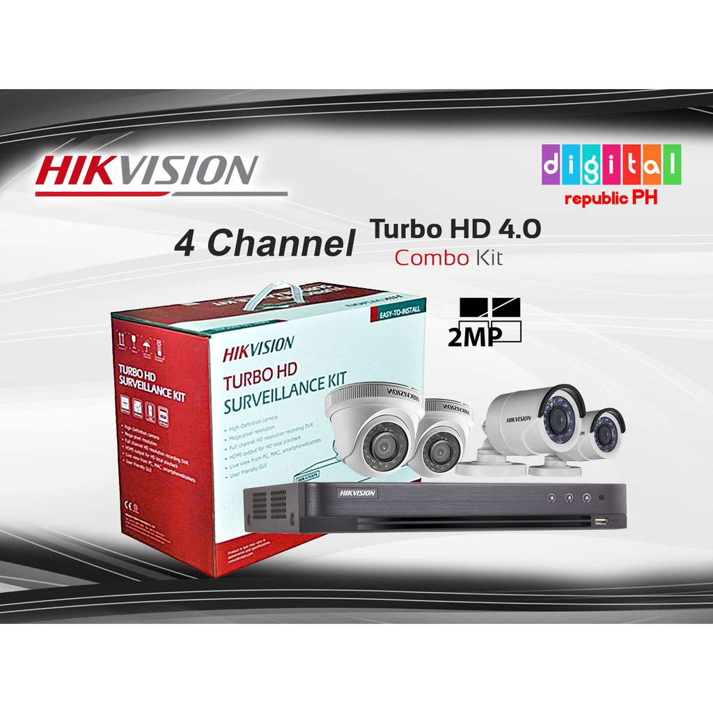 Hikvision 4CH 2MP HD CCTV Package DIY Kit 1080p - 4 Camera | Shopee ...