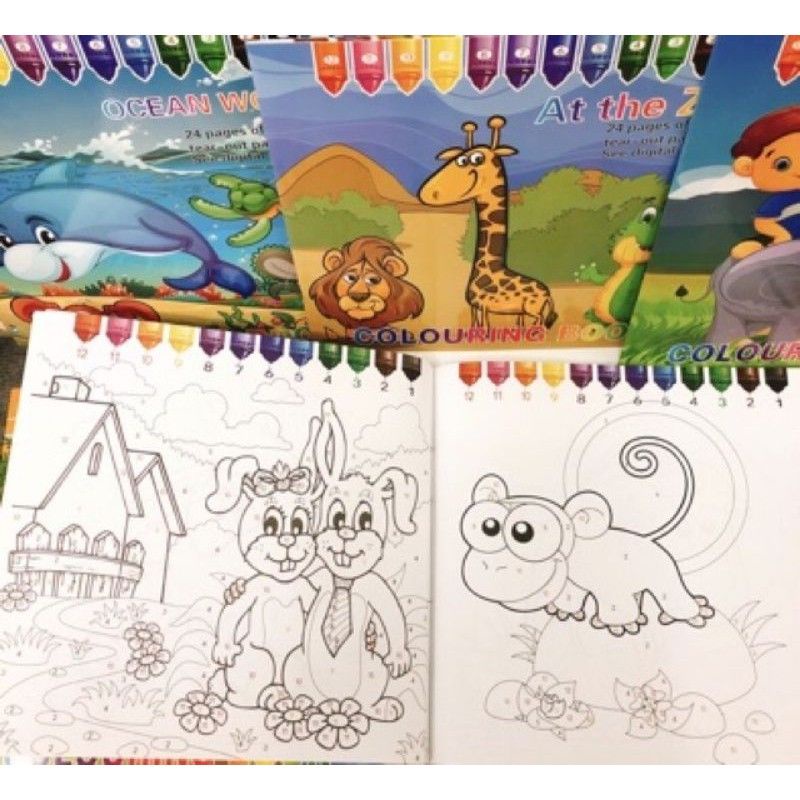 1pc Coloring Book with 50 stickers for kids coloring book | Shopee ...