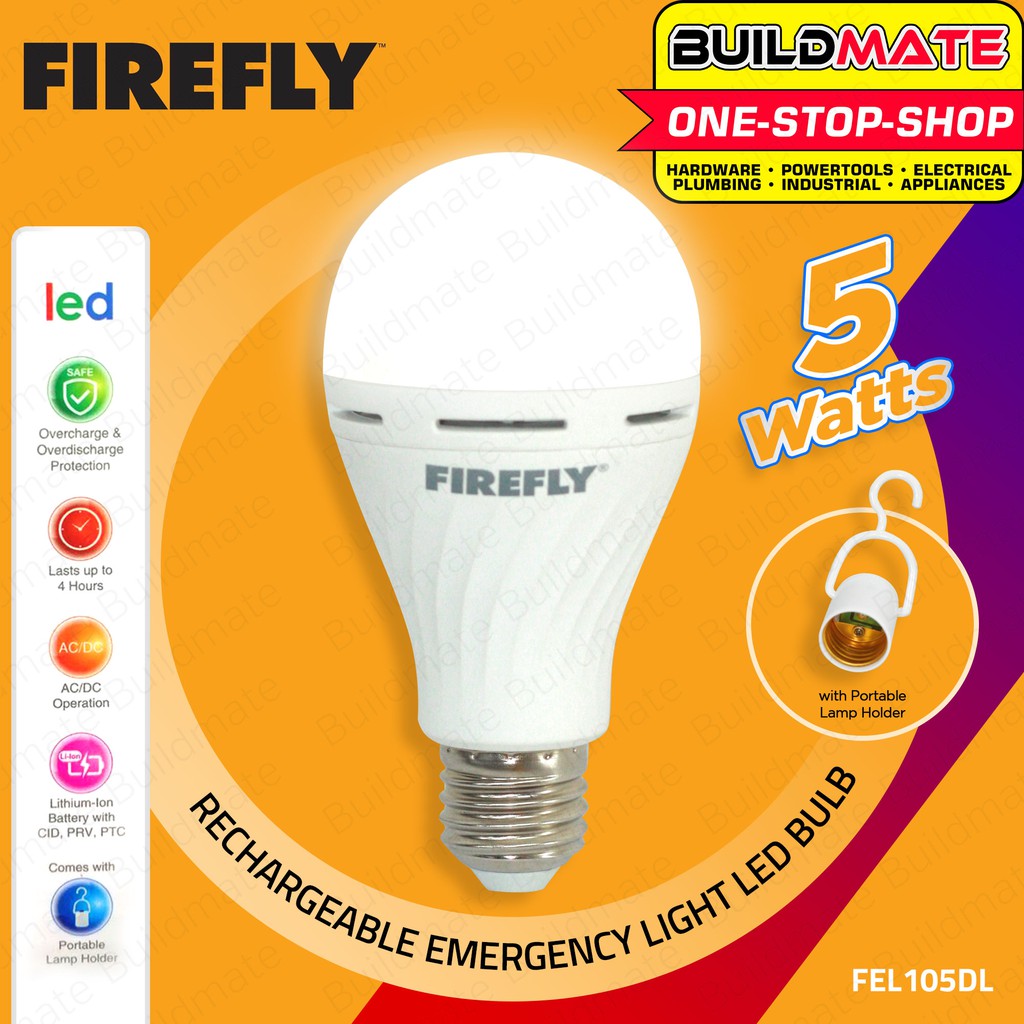 FIREFLY Rechargeable Emergency Light Led Bulb 5W FEL105DL •BUILDMATE ...