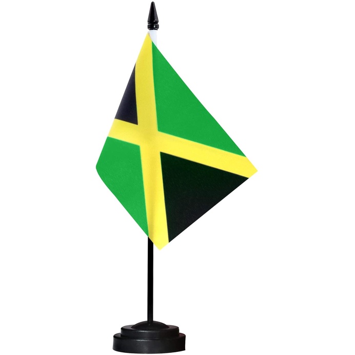 ANLEY Jamaica Deluxe Desk Flag Set - 10x15cm Miniature Jamaican Desktop ...