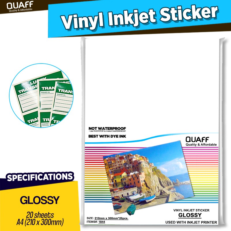 QUAFF Vinyl Printable Inkjet Sticker for Label Sticker Matte | Glossy ...