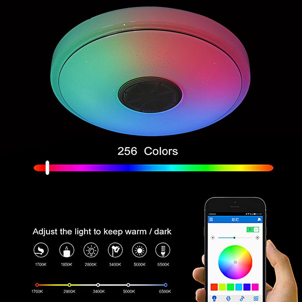 36W Modern RGB LED Ceiling Lights with Music Speaker Smart Surface ...