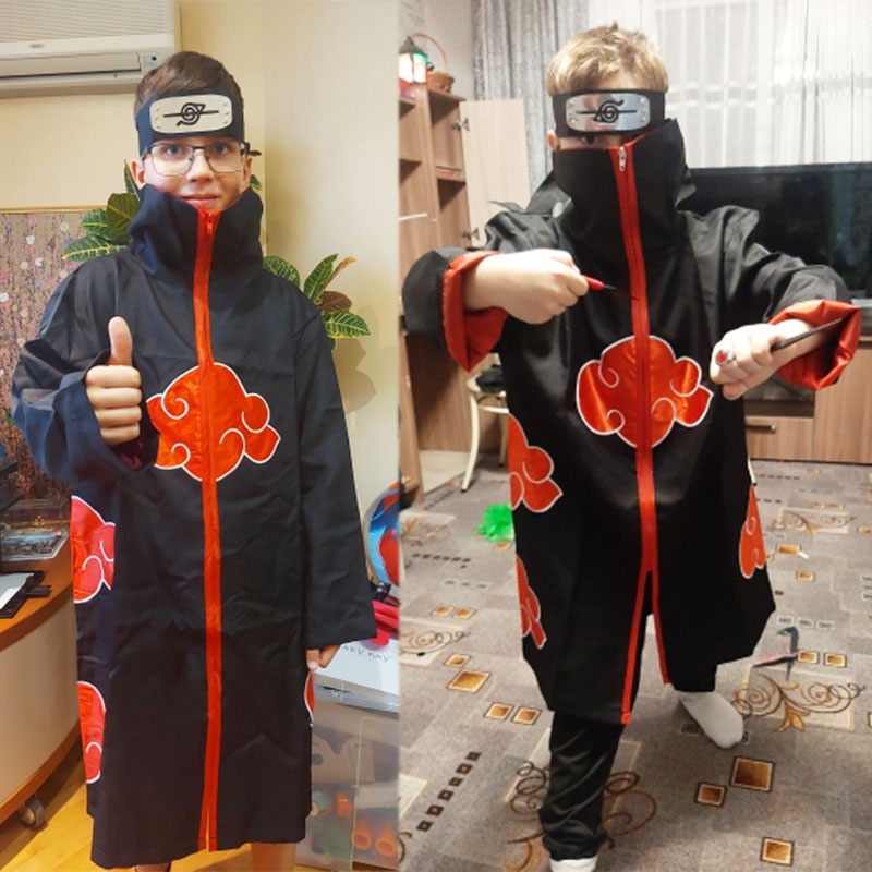 Anime Naruto Akatsuki Cloak Pain Headband Ring Ninja Cape Kids Adults Halloween Cosplay Costume Shopee Philippines