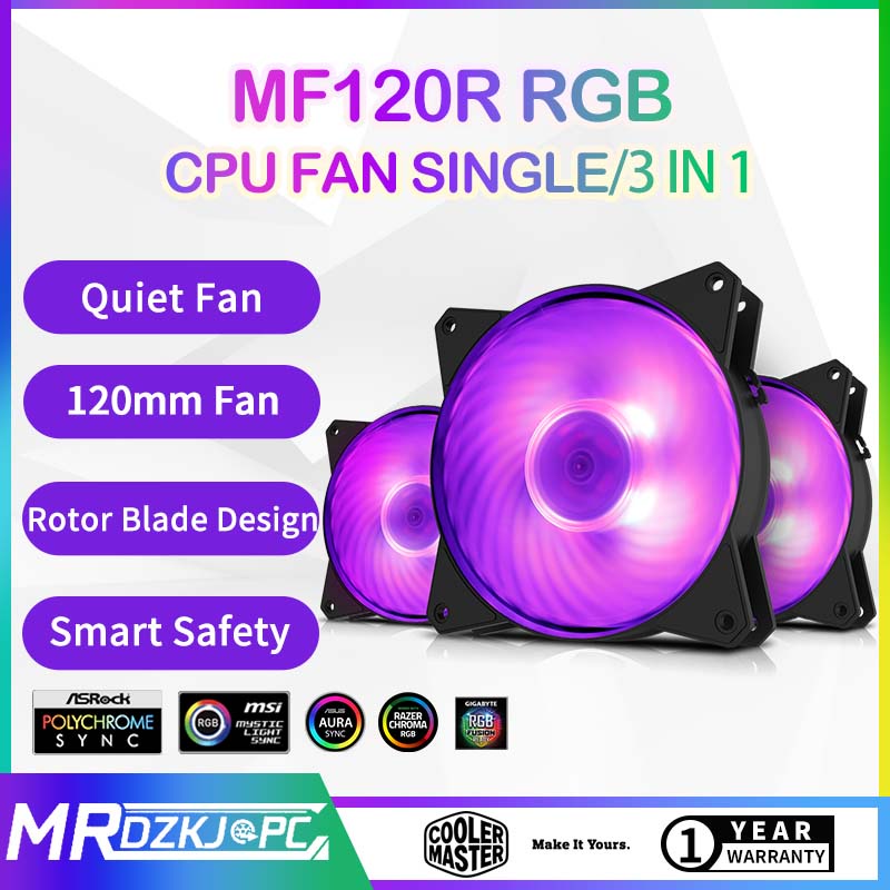 Cooler Master MF120R RGB PC Desktop Computer 120mm Case Fan CPU Cooler ...
