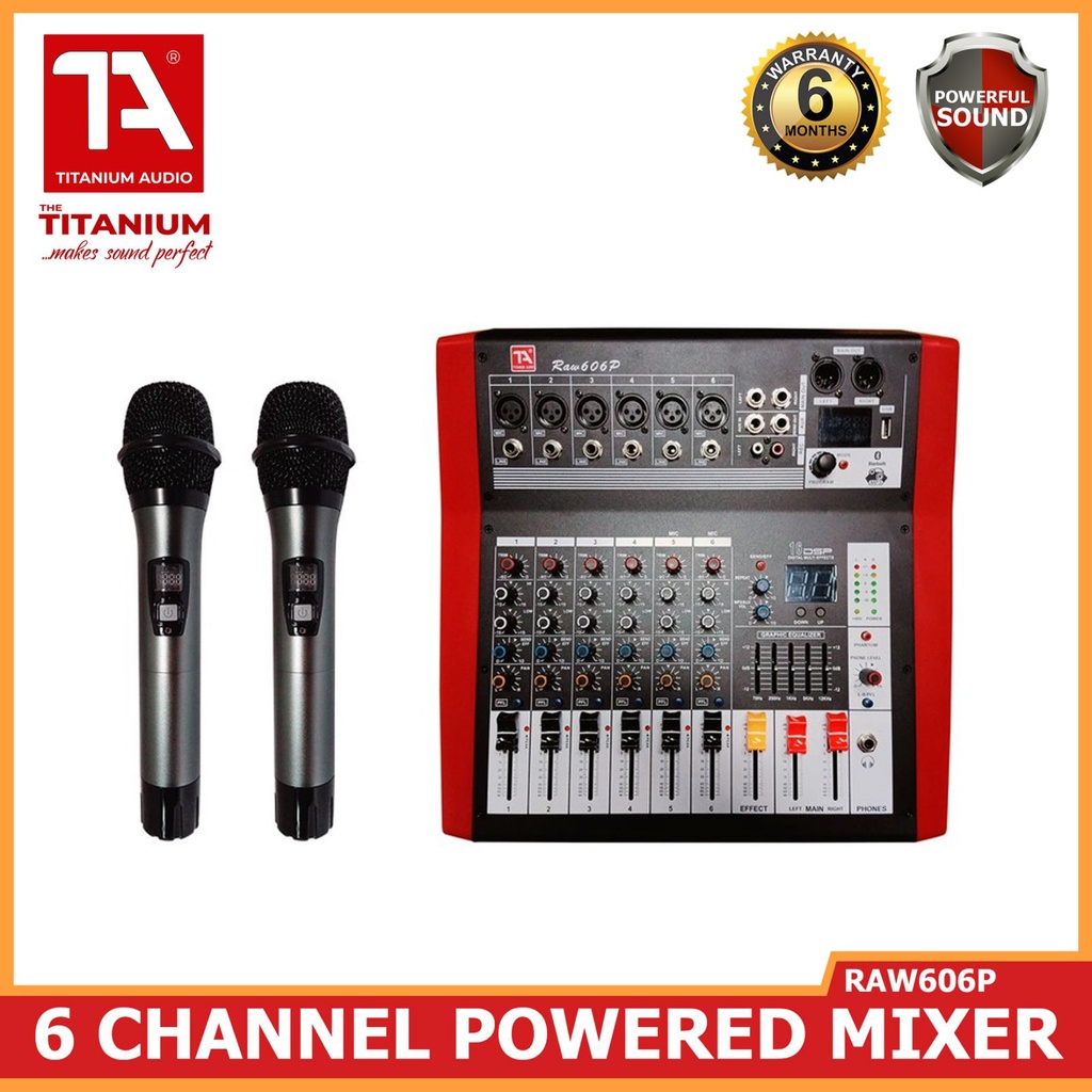Titanium Audio Powered Mixer 6 Channel with UHF Bluetooth Function Raw ...